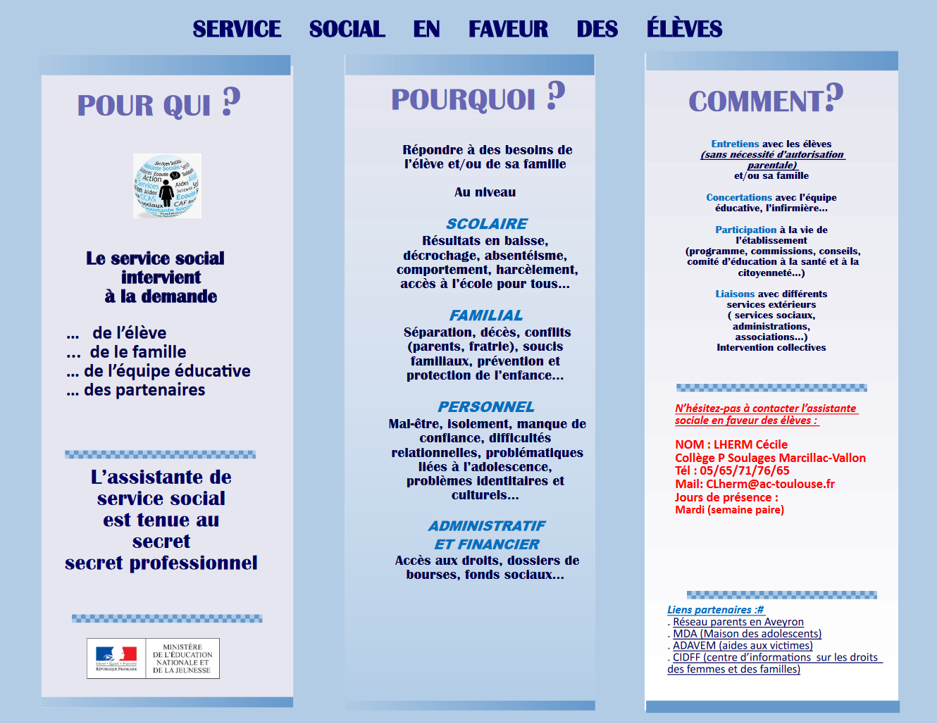 Assistante sociale - Actualités - COLLEGE MARCILLAC VALLON